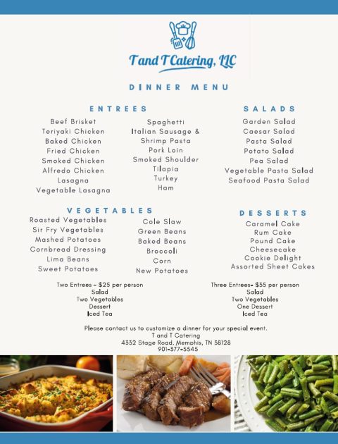 Printable Menus | T and T Catering Memphis